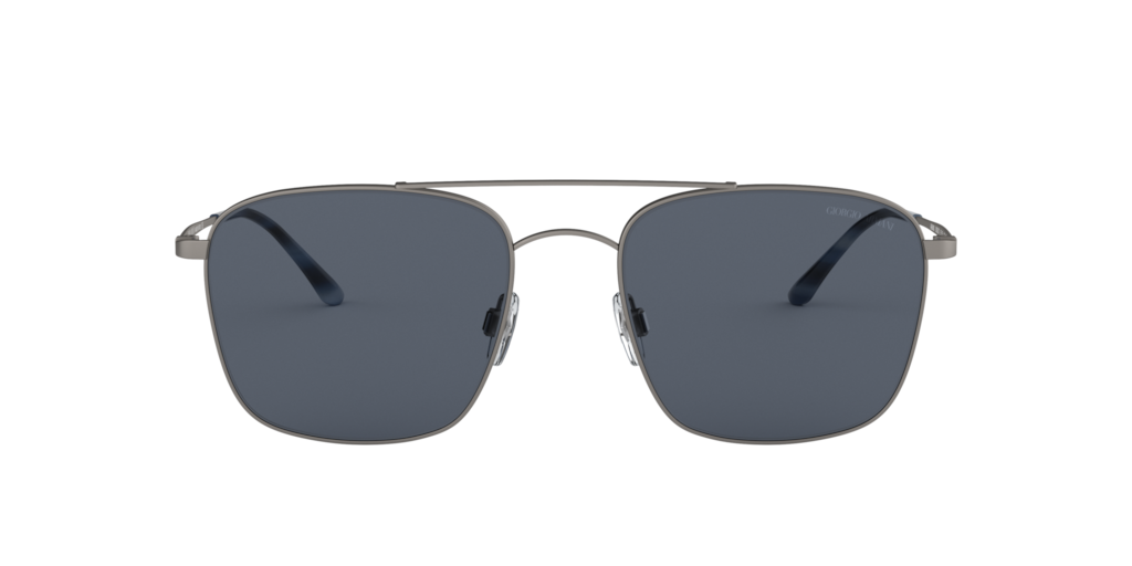 AR6080 55: Shop Giorgio Armani Silver/Gunmetal/Grey Square Sunglasses ...